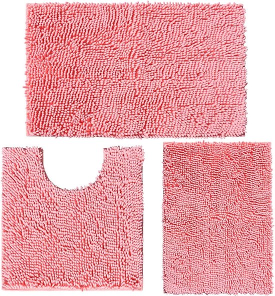 Set van 3 Roze Badmatten voor Luxe Badkamercomfort | bol