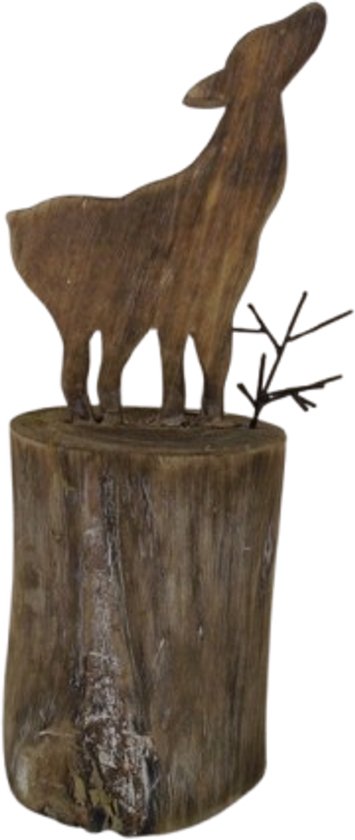 Houten Hert op blok kerst decoratie | bol
