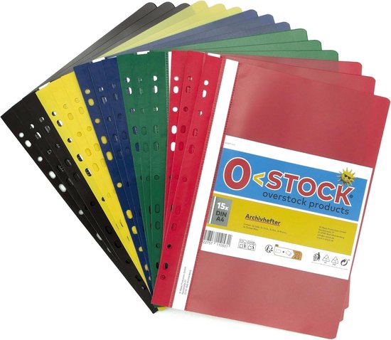 Set van 15 A4 Instelbare Mapjes in 5 Kleuren – Stevige Archivering met ...