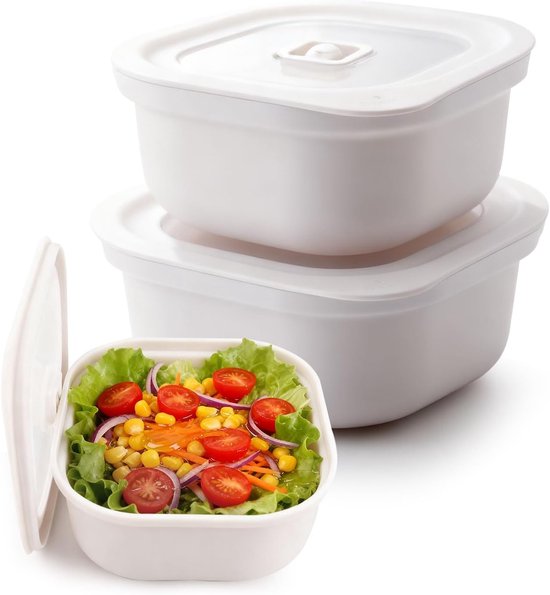 Storage Boxes Set 3-Piece Salad Bowl Set Salad Bowl with Lid 0.5-1.5 L ...