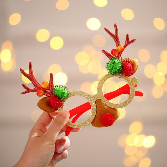 Feestelijke Kerstbril - Rendier Rode gewei | bol