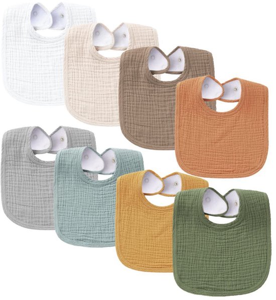 Slabbetjes - 8 Stuks 23*28cm - Badstof - Spuugdoekjes - Halsdoek Baby ...