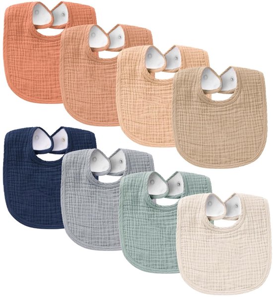 Slabbetjes - 8 Stuks 23*28cm - Badstof - Spuugdoekjes - Halsdoek Baby ...