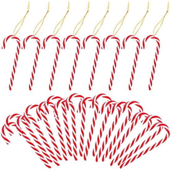 24 Pièces Suspensions Bâtons de Noël – Ornements Bâtons de Sucre Rouge ...