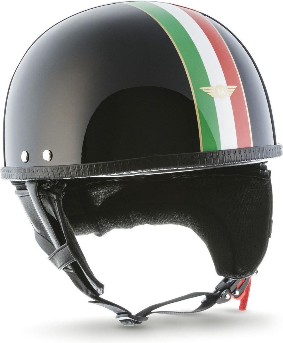 MOTO D23 braincap, Italy Zwart, halve helm, pothelm voor Vespa scooter ...