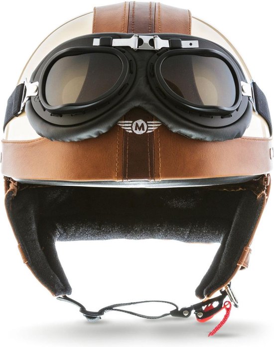 MOTO D23 braincap, halve helm, pothelm voor scooter en motor, S ...