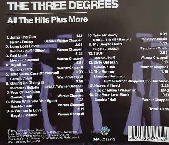 Three Degrees - All The Hits Plus More, Three Degrees | CD (album ...