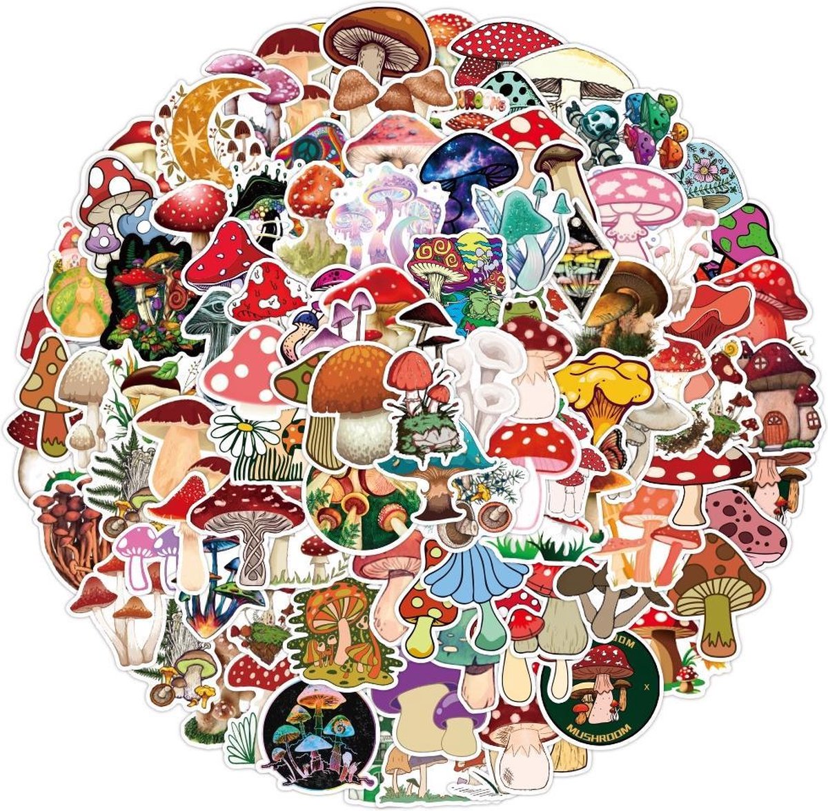 Sticker pakket met 100 paddestoelen stickers - Vinyl - laptopstickers ...