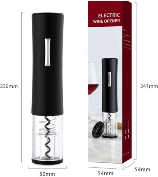Ouvre-vin électrique Dener® - Zwart - Ouvre-bouchon - Ouvre-bouteille ...