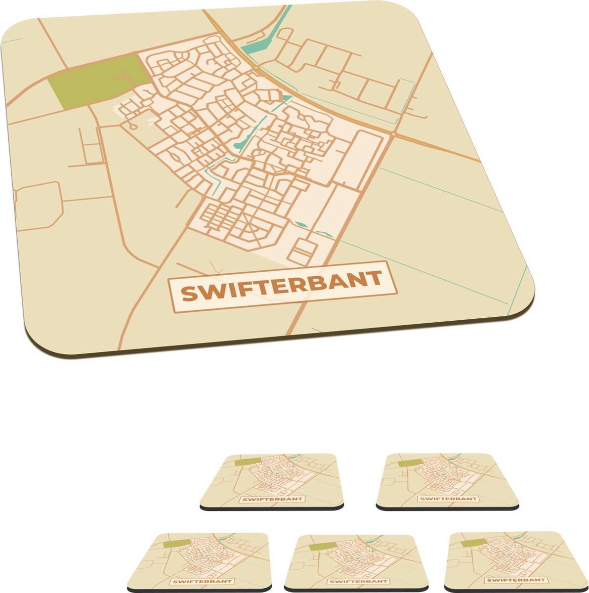 Onderzetters voor glazen - Plattegrond - Swifterbant - Vintage - 10x10 ...