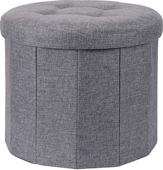 Opberg Poef - Ø 45 cm x H 39 cm - Grijs | bol.com