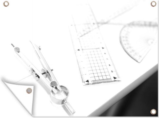 Décoration murale' extérieur Boussole avec règle et triangle - noir et ...