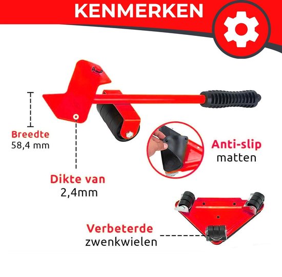 Meubelroller Set Premium - 4x Meubeltransporter Trolley Transporthulp ...