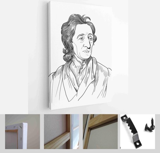 Vector illustration of philosopher John Locke in cartoon style. He is ...