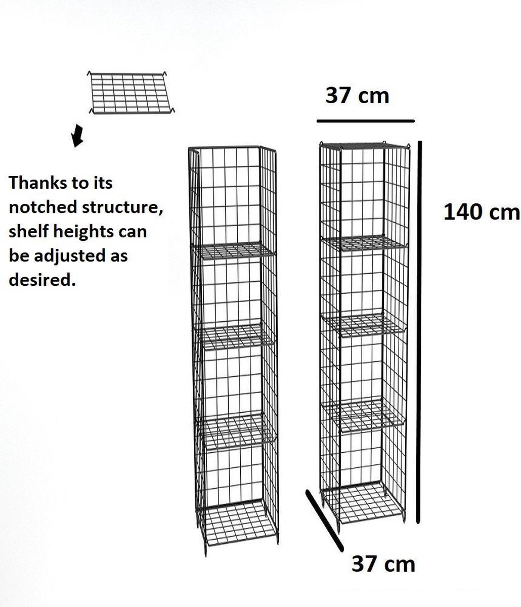 Metalen opbergkast 5-laags van WDMT™ | 37 x 37 x 140 cm | Opbergkast ...