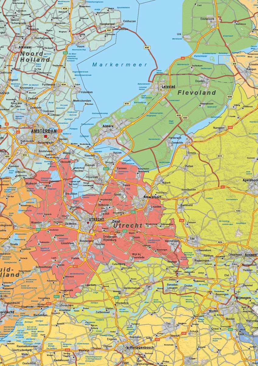 Poster - Landkaart Nederland - 100 x 140cm | bol