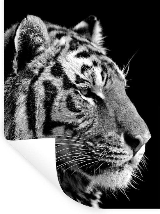 Muurstickers - Sticker Folie - Tijger - Dieren - Zwart - Wit - 120x160 cm - Plakfolie... | bol