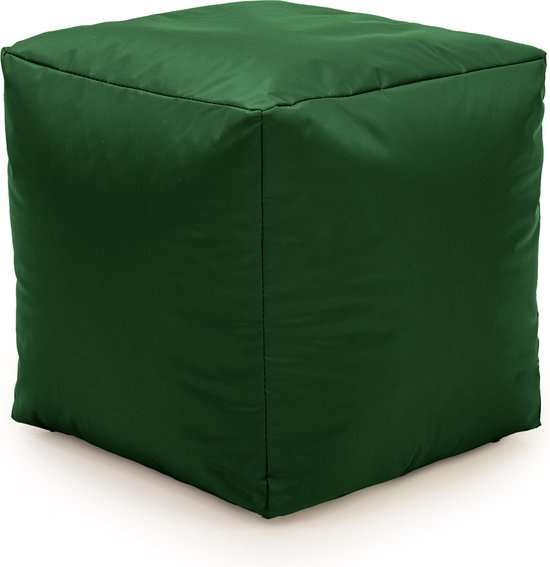 Drop& Sit Poef Nylon – Donkergroen – 40 x 40 x 40 cm - Vierkant | bol.com