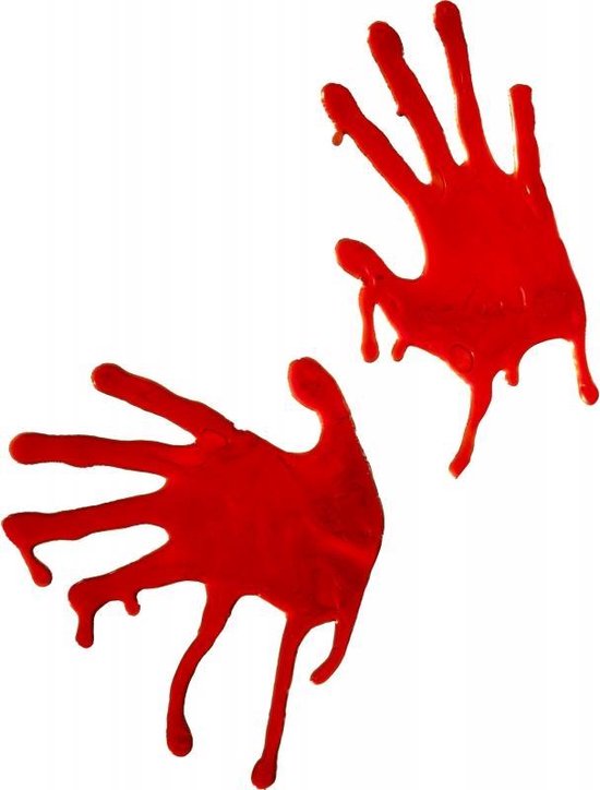 2x stuks bloederige horror handafdrukken raamdecoratie - Halloween ...