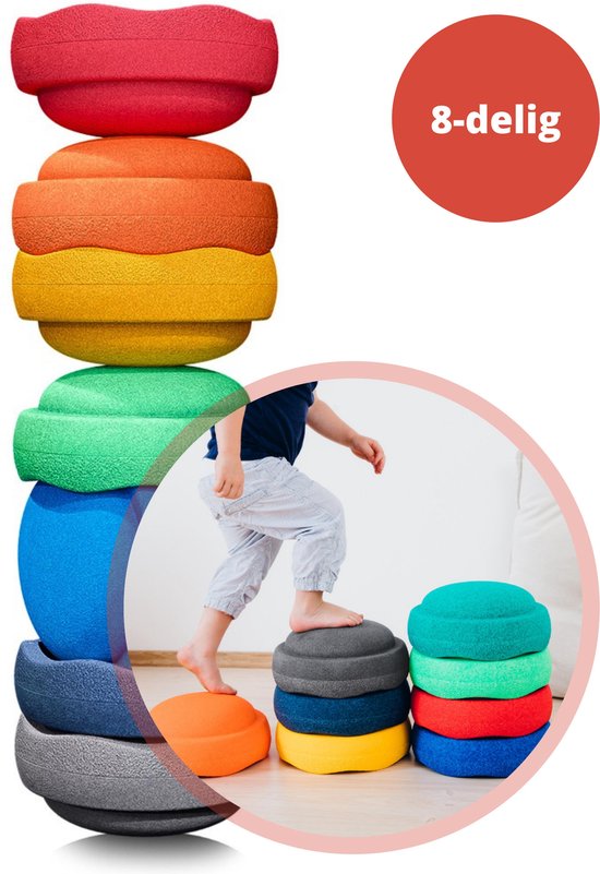 Stapelstein Stapelstenen Rainbow groot- Grey edition 8 delig | bol.com