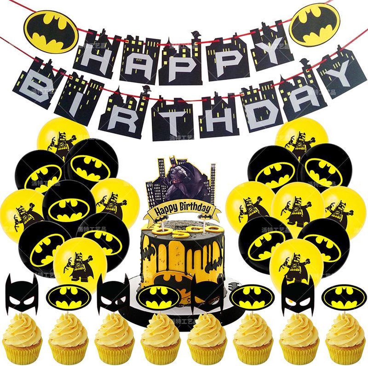Superheld Party Decoratie/Batman Verjaardag Pull Vlag/Cake Card/Ballon ...