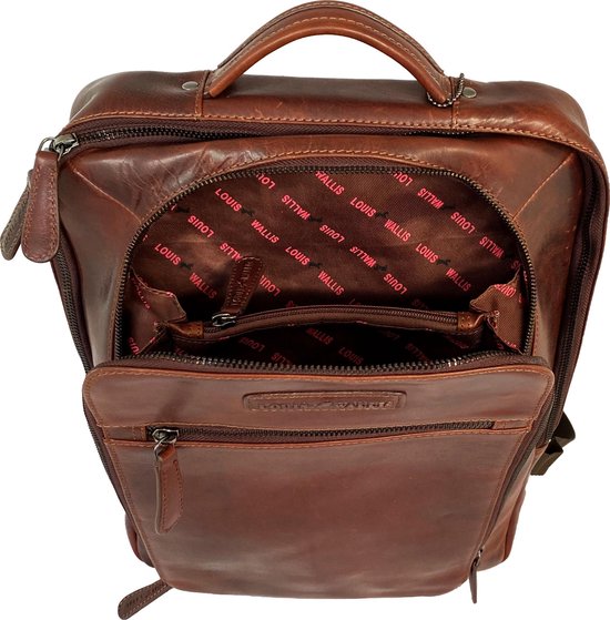 Louis Wallis Rugtas heren met laptopvak 13.3 inch laptoptas heren leer ...