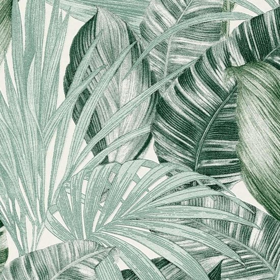 PAMBLADEREN EN VARENS BEHANG | Botanisch - groen wit - A.S. Création ...
