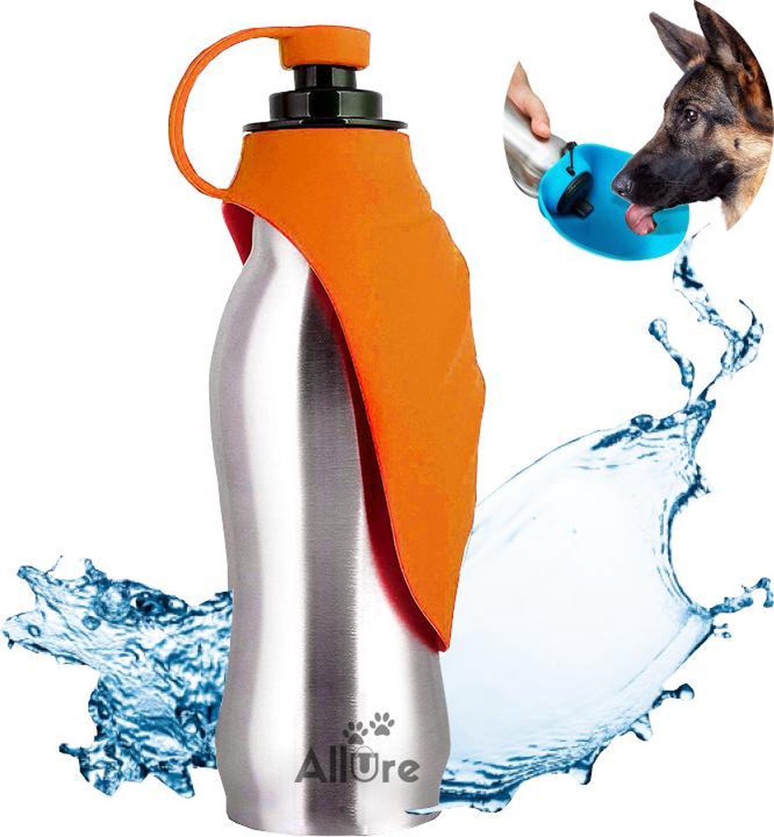 Allure Pets - Honden waterfles RVS | Draagbare Honden Drinkfles ...