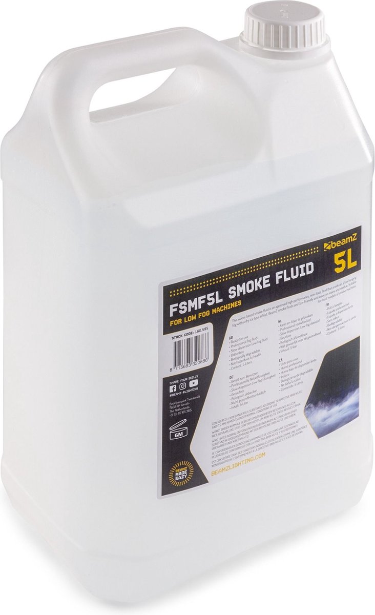 Rookvloeistof - BeamZ rookmachine vloeistof voor low fog rookmachines - 5L | bol.com