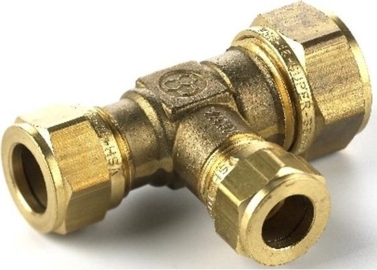 Vsh Knelfitting t stuk 22 x 15x15 mma 20 stuks knel messing | bol.com