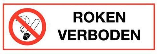 Roken verboden bord met tekst - kunststof 400 x 150 mm | bol