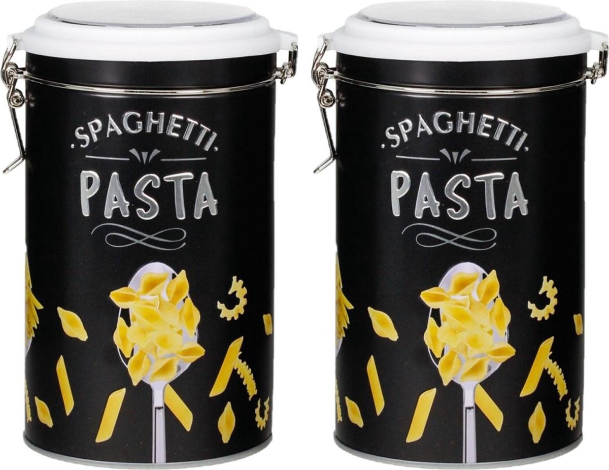 Set van 2x stuks pasta voorraadbussen/bewaarblikken metaal 11 x 19 cm ...