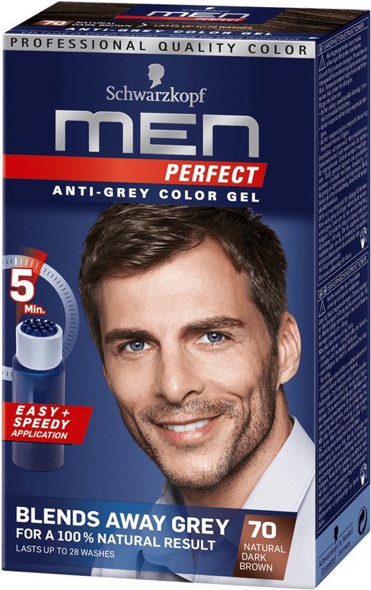 Schwarzkopf Men Perfect 70 - kleur-gel - haarkleuring Donkerbruin - kleuren in 10 minuten | bol