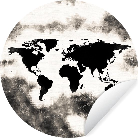 WallCircle - Muurstickers - Behangcirkel - Wereldkaart - Zwart - Hout - 100x100 cm -... | bol