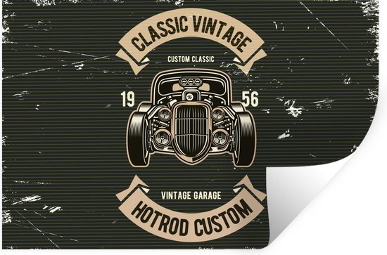 Muurstickers - Sticker Folie - Oldtimer auto - Vintage - Tekening ...