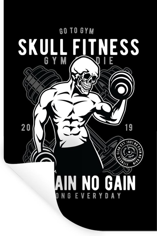 Muurstickers - Sticker Folie - Gewichten - Fitness - Skelet - Retro ...
