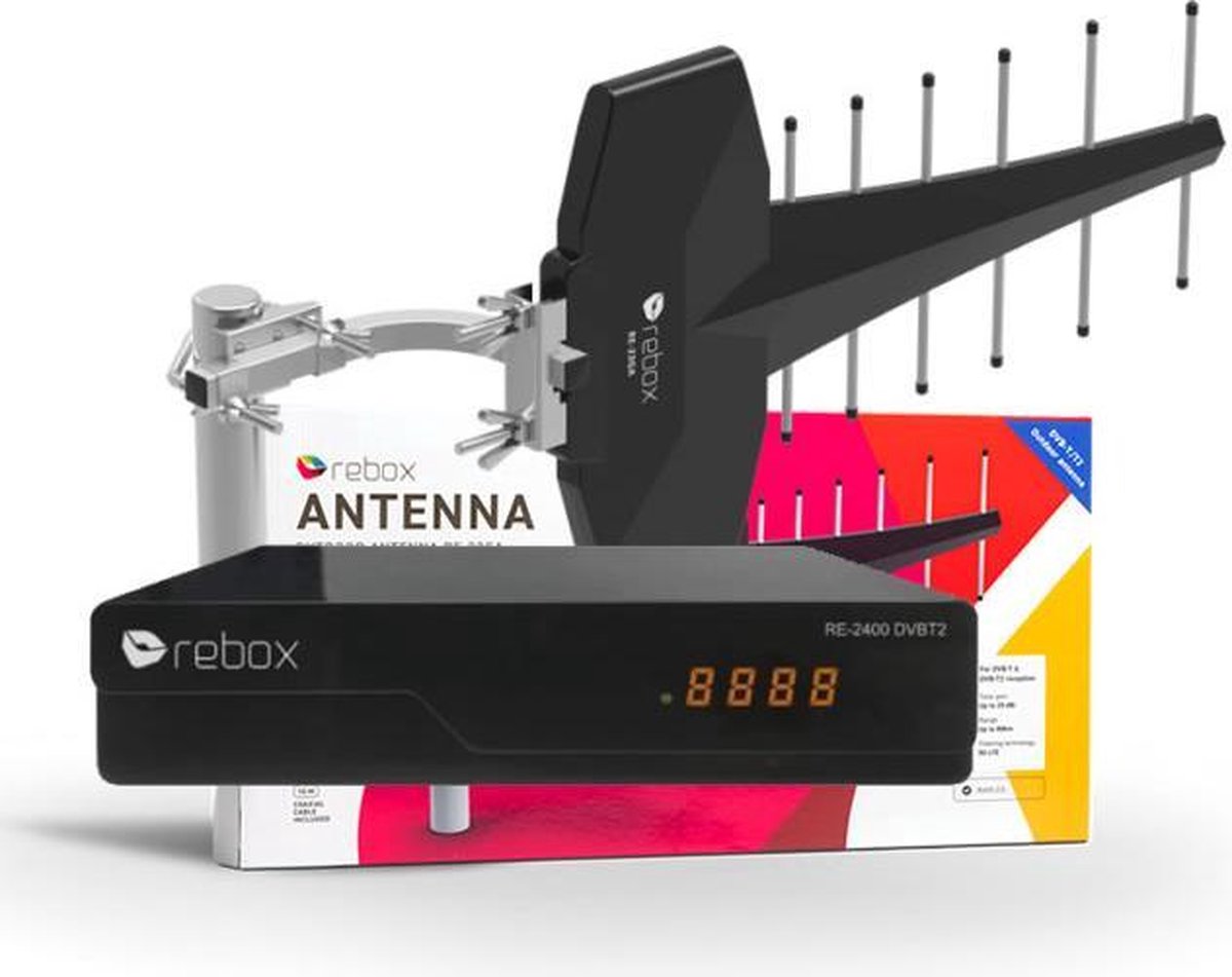 Rebox DVB-T2 Power PLUS Pakket – RE-2400DVBT2 STB plus RE-23GA 25dBi en ...