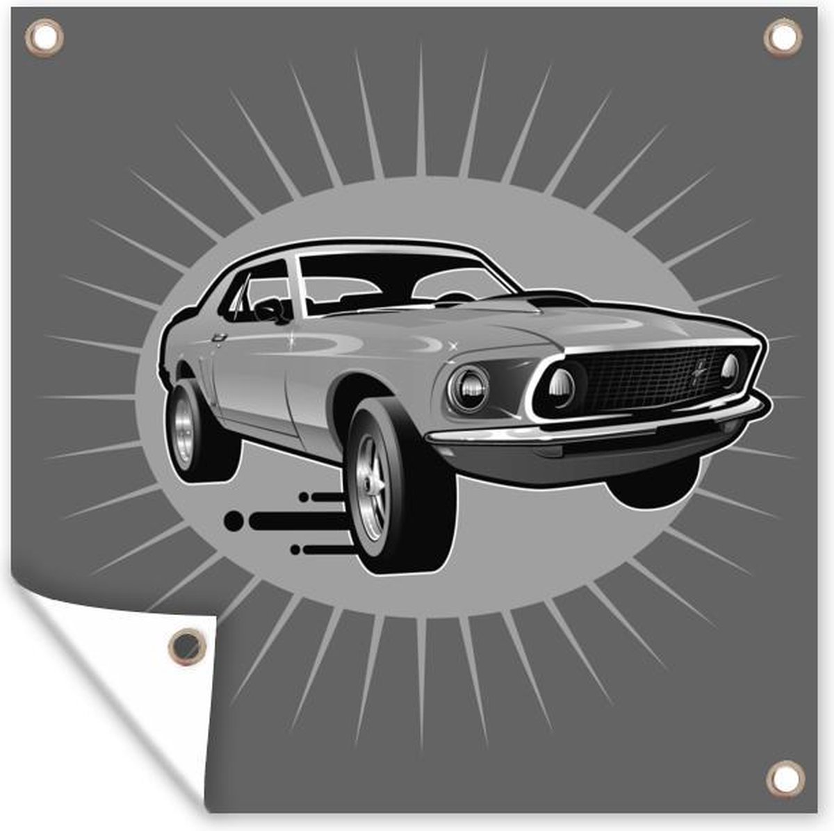 Tuindoek Kindertekening van een auto - zwart wit - 100x100 cm | bol.com