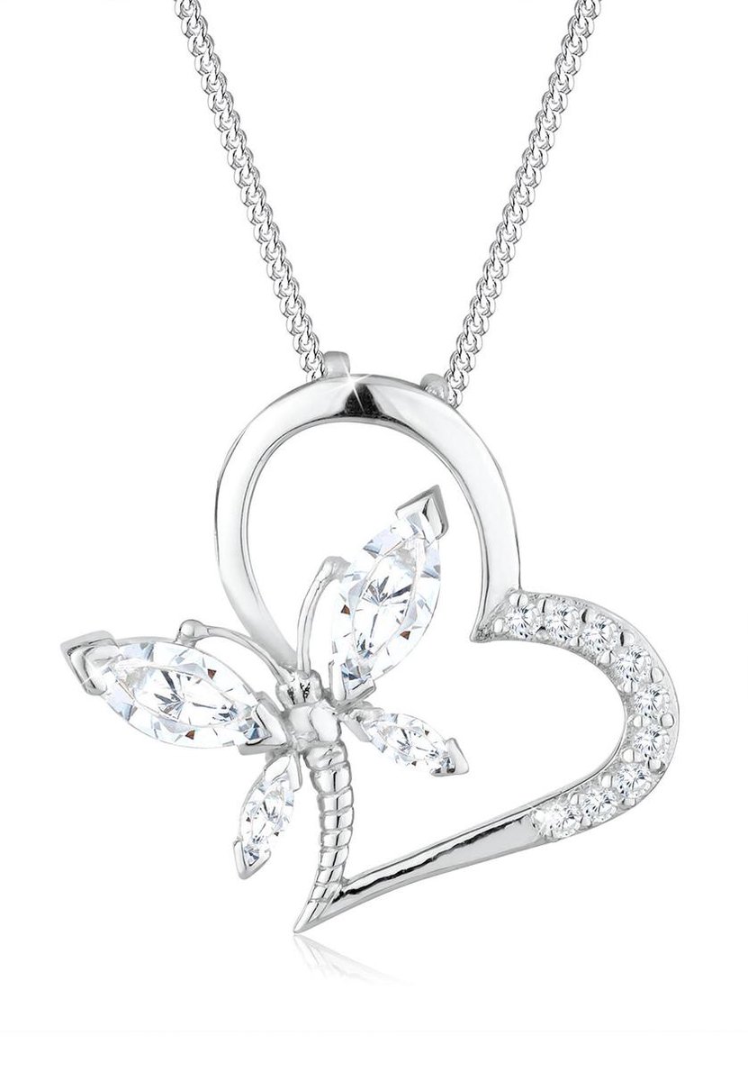 Elli Dames Halsketting Dames Hart Vlinder Hanger Elegant met Zirkonia ...