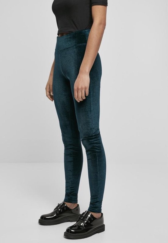 Urban Classics Legging Xs High Waist Velvet Blauw