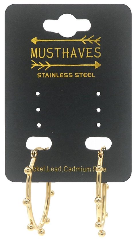 Oorbellen Ovaal - Balletjes - RVS Oorringen - 3x2,2 cm - Goudkleurig | bol