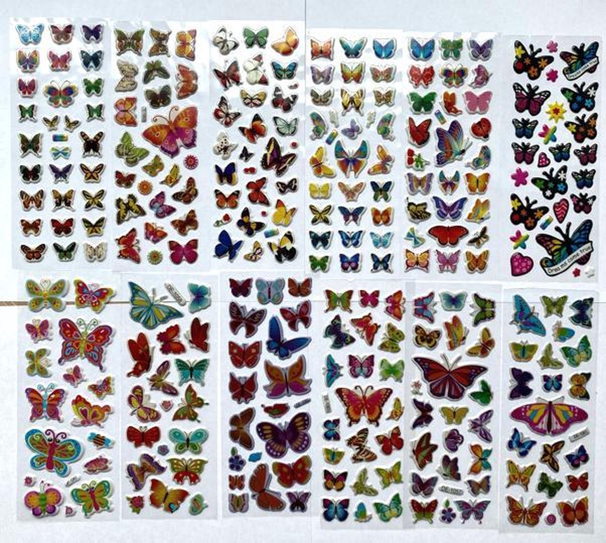 250+ Stickers Vlinders - 12 Stickervellen Vlinders - Verschillende Sets ...