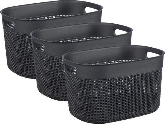 Curver Filo Mand L - 18L - 3 stuks - Antraciet | bol