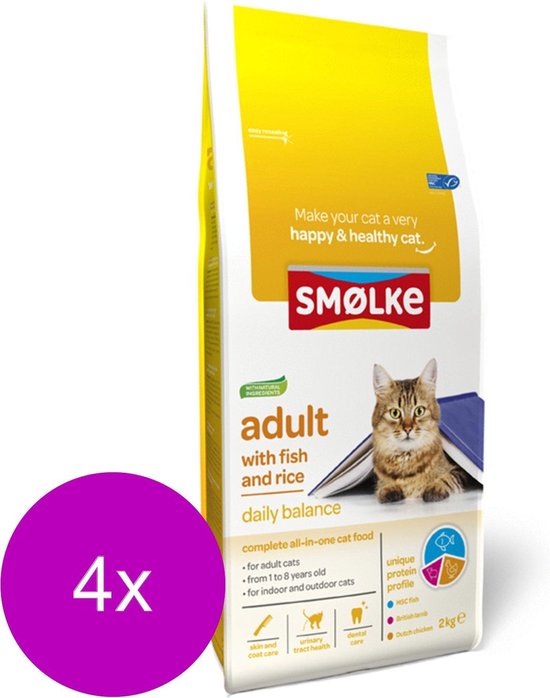 4x Smolke Kattenvoer Adult Vis - Rijst 2 kg | bol.com