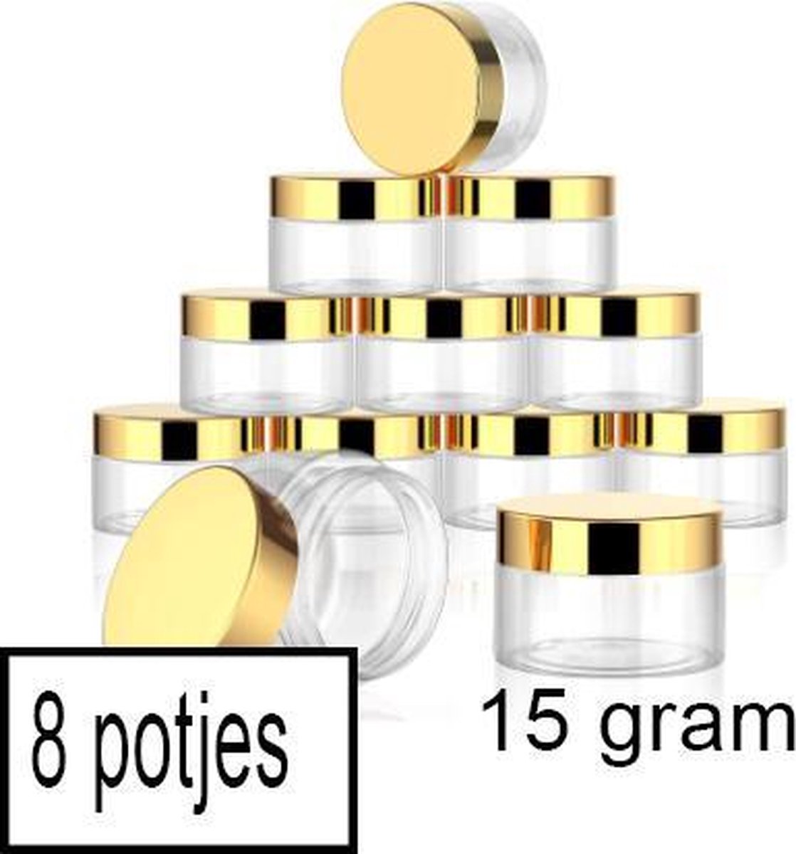 8x Luxe cosmetica potjes - Potjes met deksel plastic 15 gram- Sample ...