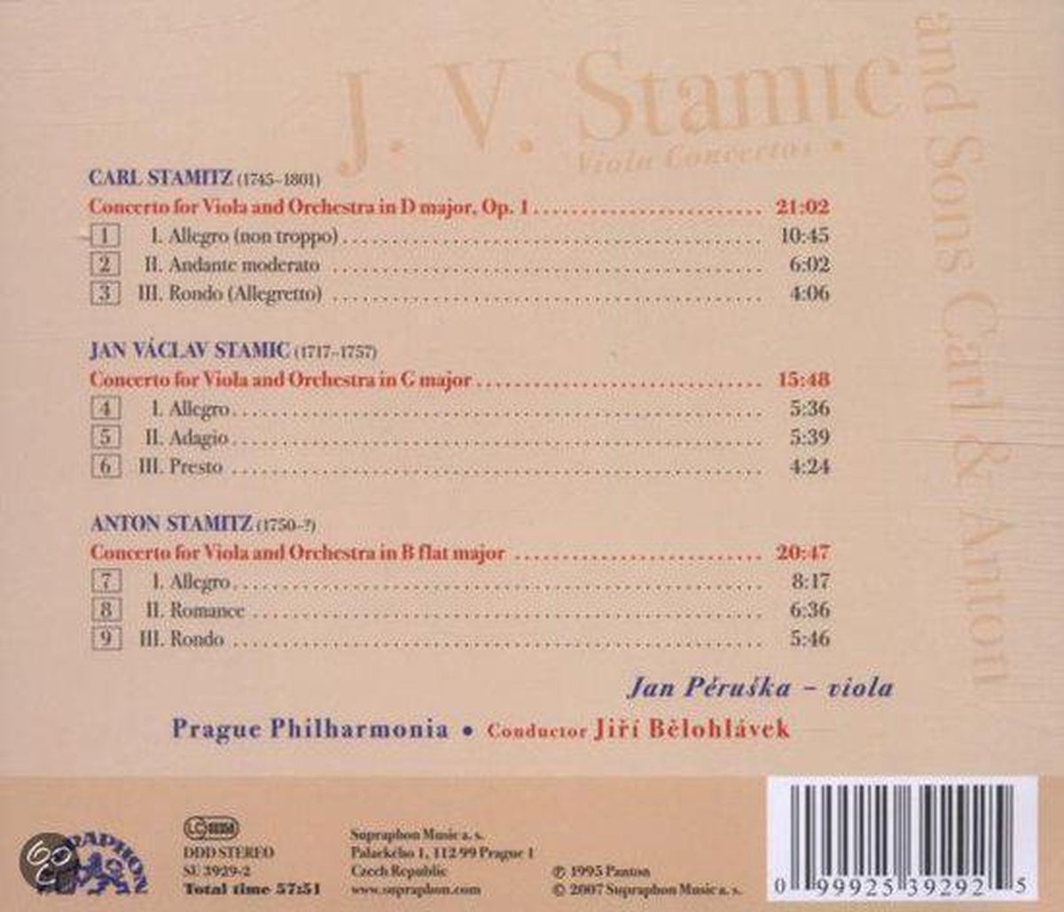 Jan Péruska, Prague Philharmonia, Jiri Bélohlávek - J.V.Stamic & Sons ...