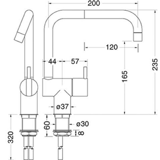 Keukenkraan Vola KV-1 Chroom | bol