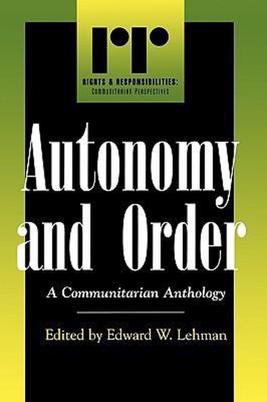 Rights & Responsibilities- Autonomy and Order | 9780847697038 | Boeken ...