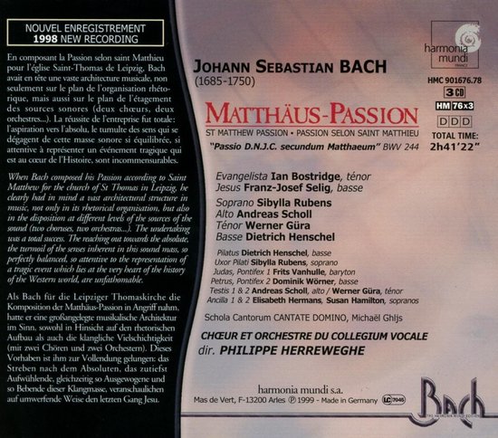 Collegium Vocale Gent, Philippe Herreweghe - J.S.Bach: Matthäus Passion (3 CD),... | bol
