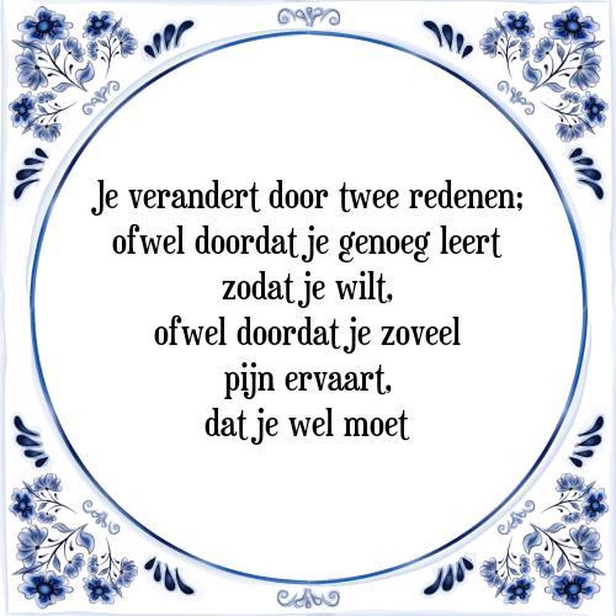 Tegeltje met Spreuk (Tegeltjeswijsheid): Je verandert door twee redenen; ofwel doordat... | bol.com